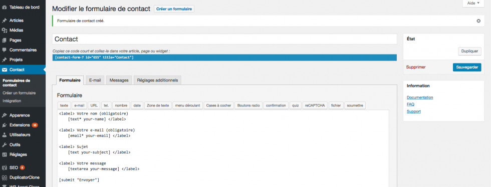 Comment personnaliser le formulaire Contact Form 7 ? - Bos Informatique